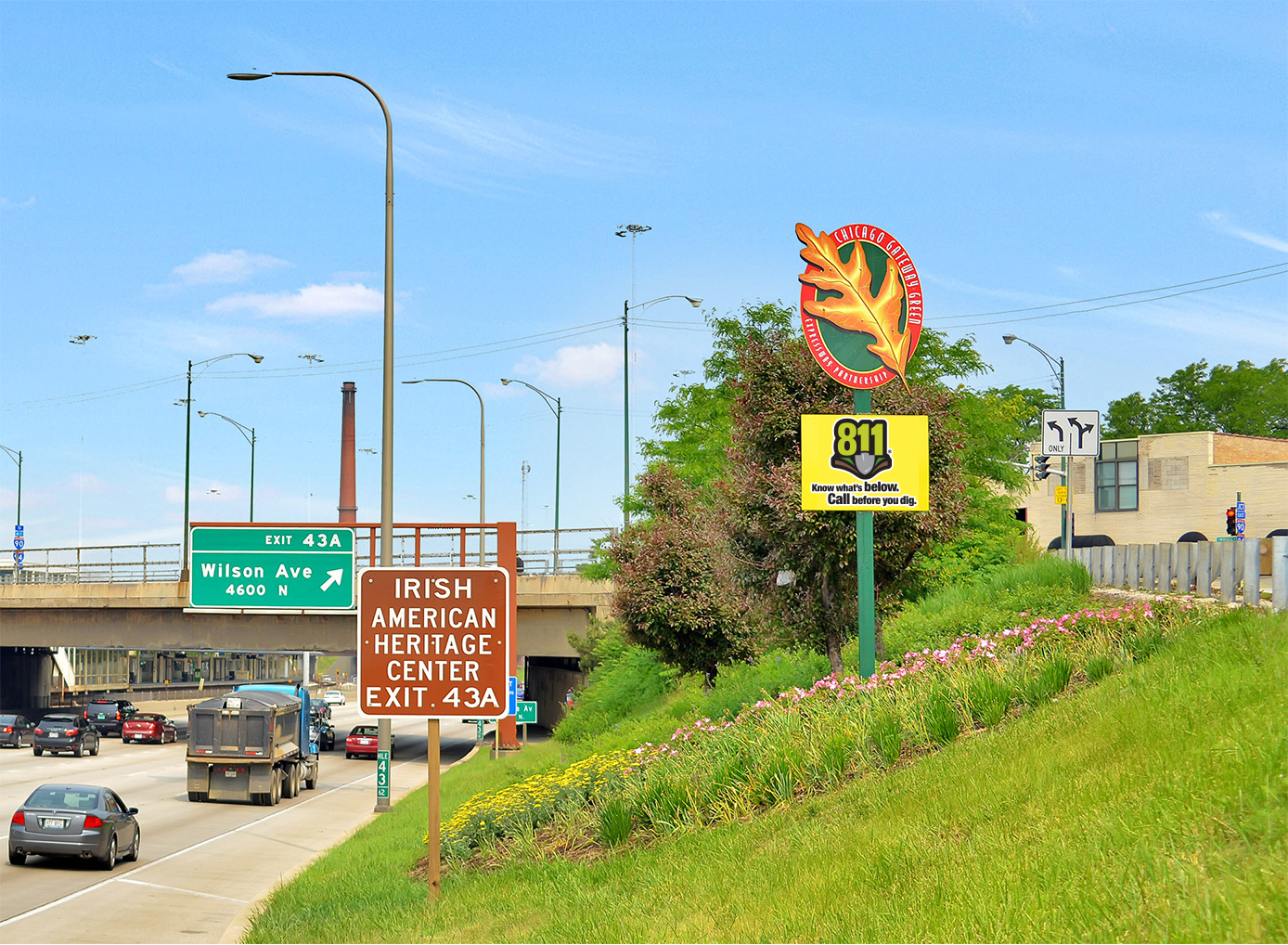 Kennedy at the outbound Montrose exit | Chicago Gateway Green